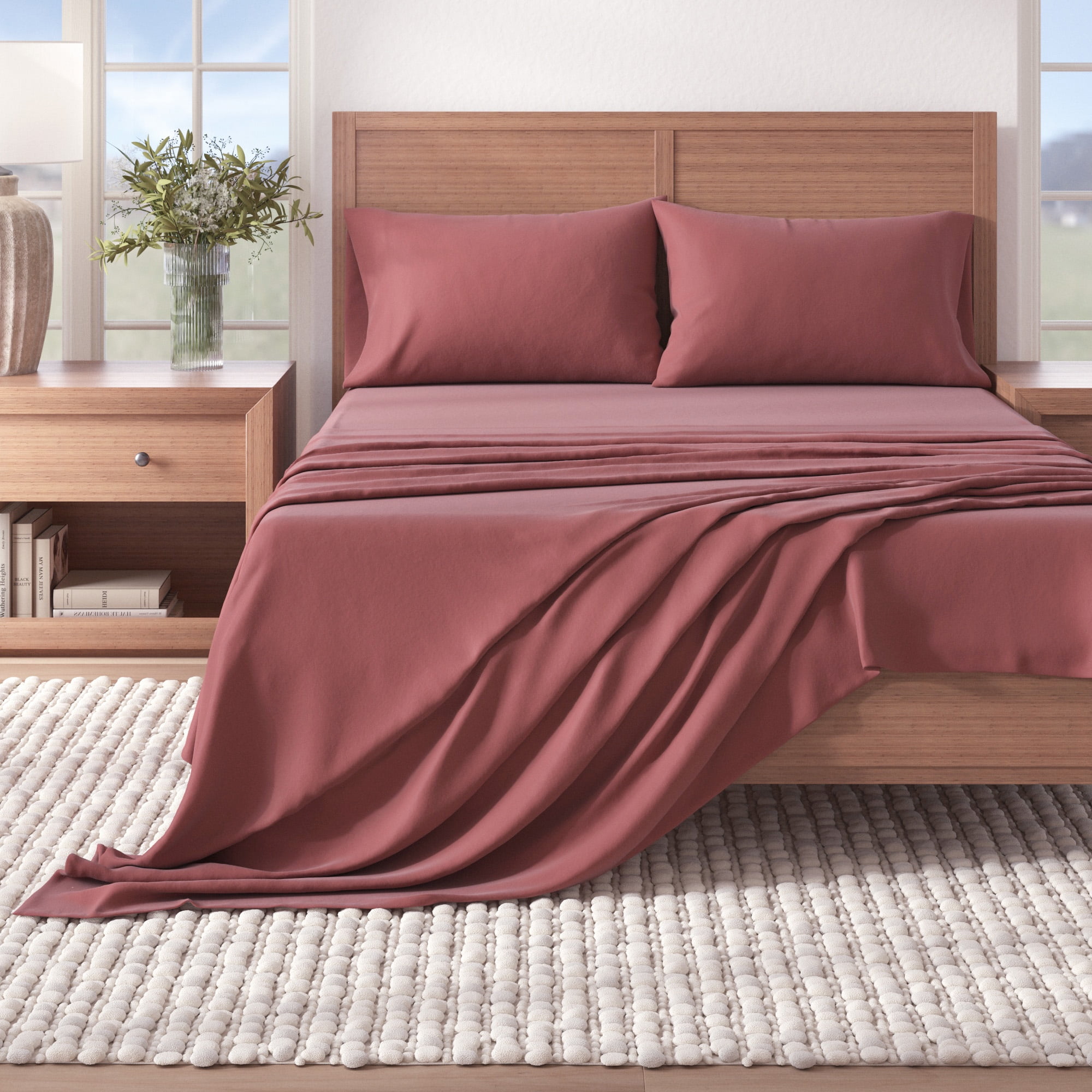 Great Bay Home Solid Flannel Sheet Set - 100% Turkish Cotton - Double ...