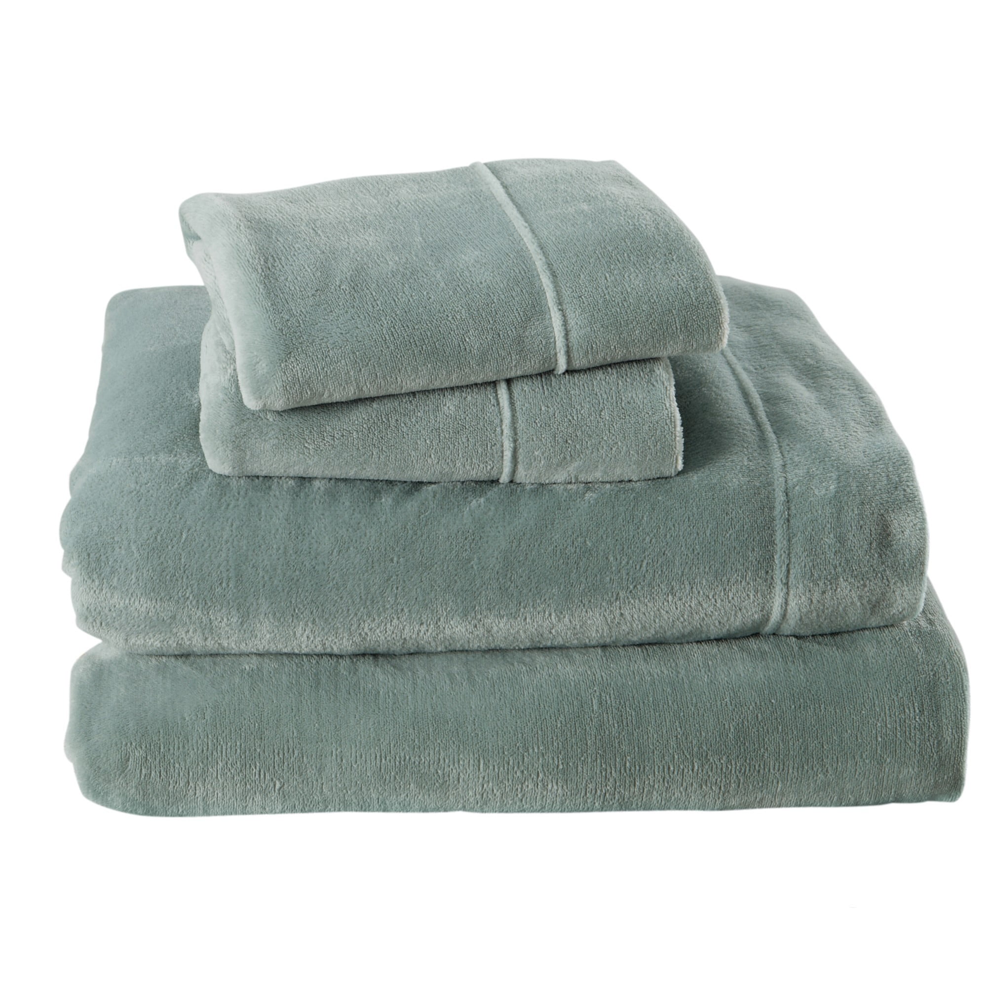 Great Bay Home Solid Velvet Plush Warm and Cozy Fleece Sheet Set (Queen ...