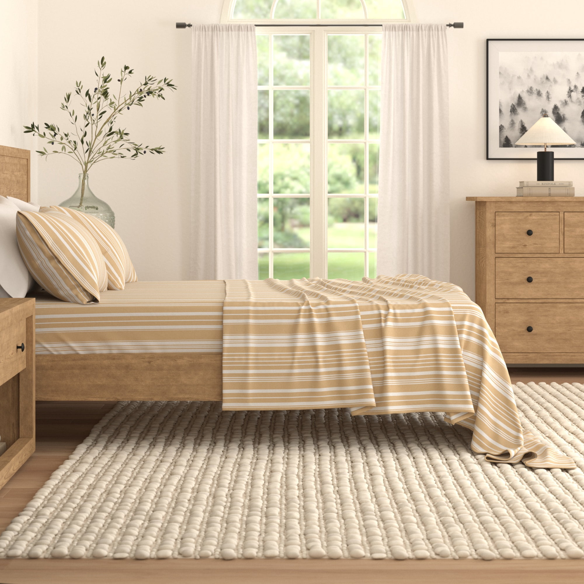 Great Bay Home Striped Ultra-Soft Brushed Microfiber Sheet Set, Full, 4 ...