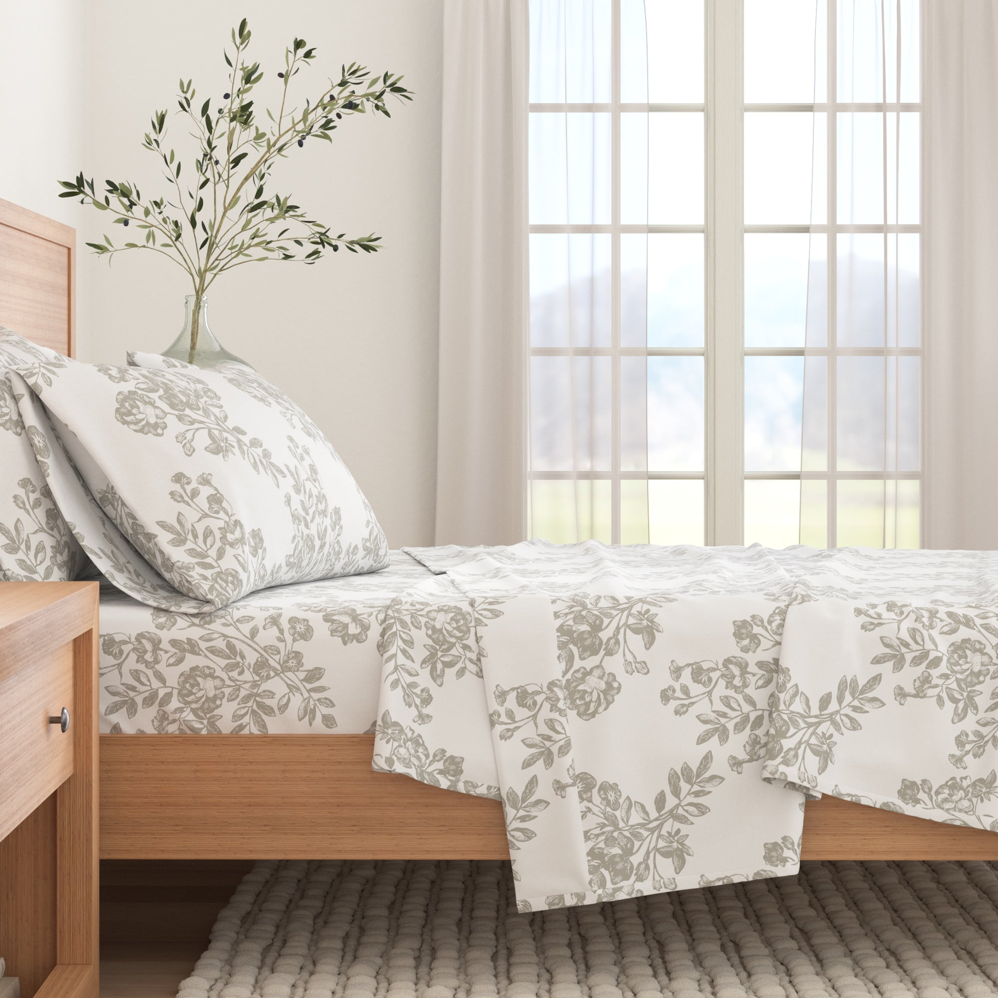 Great Bay Home Printed Flannel Sheet Set - 100% Turkish Cotton - Double ...