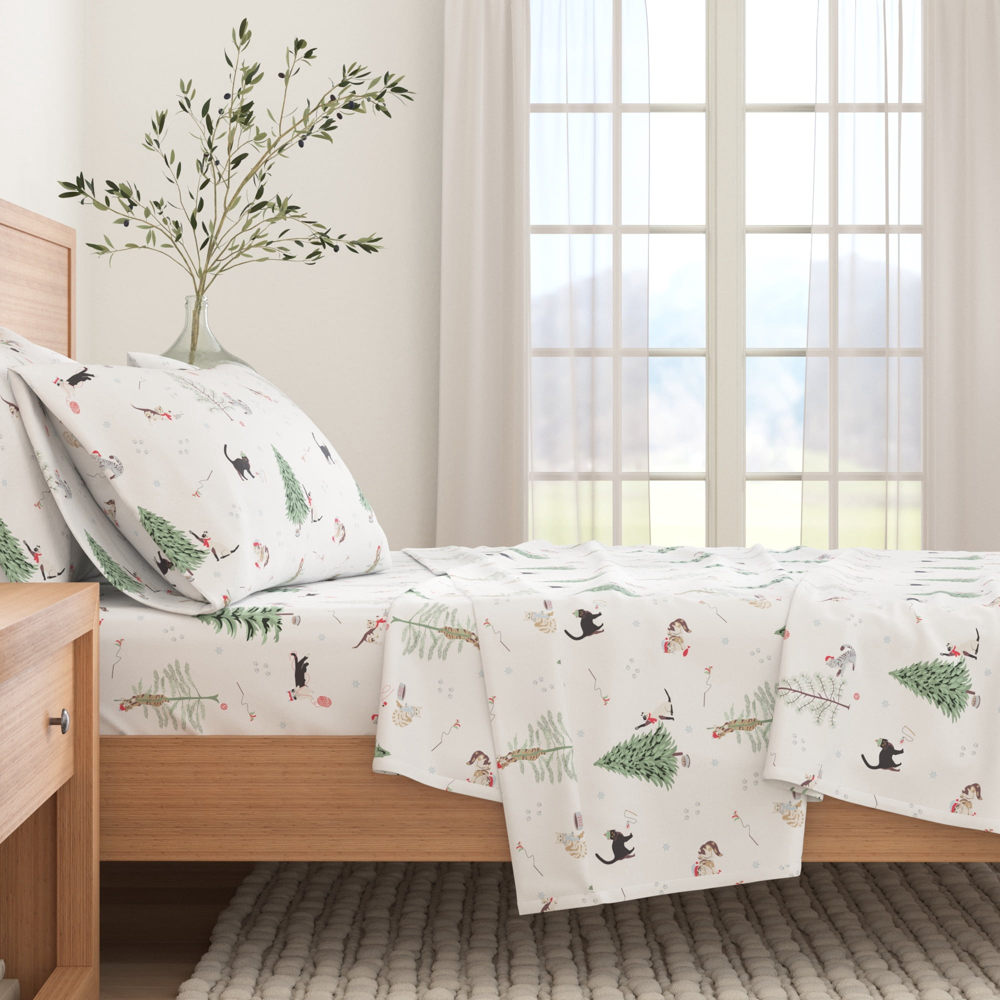 Great Bay Home Queen Size Turkish Cotton Flannel Sheet Set - Winter ...