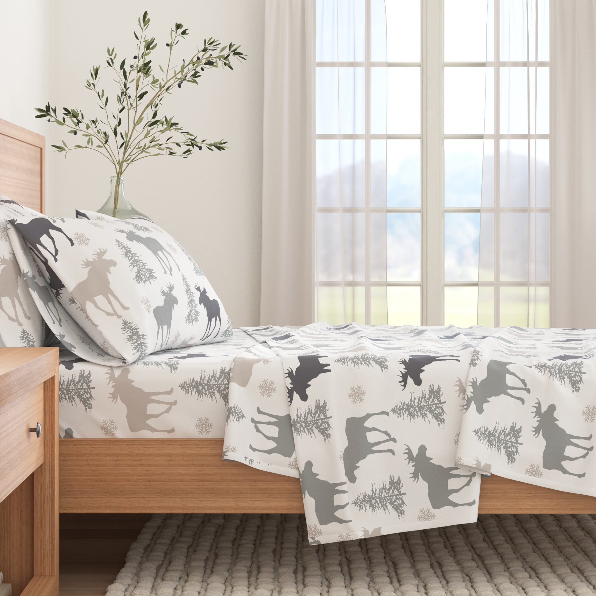 Free Shipping! Great Bay Home Turkish Cotton Printed Flannel Sheet Set ...