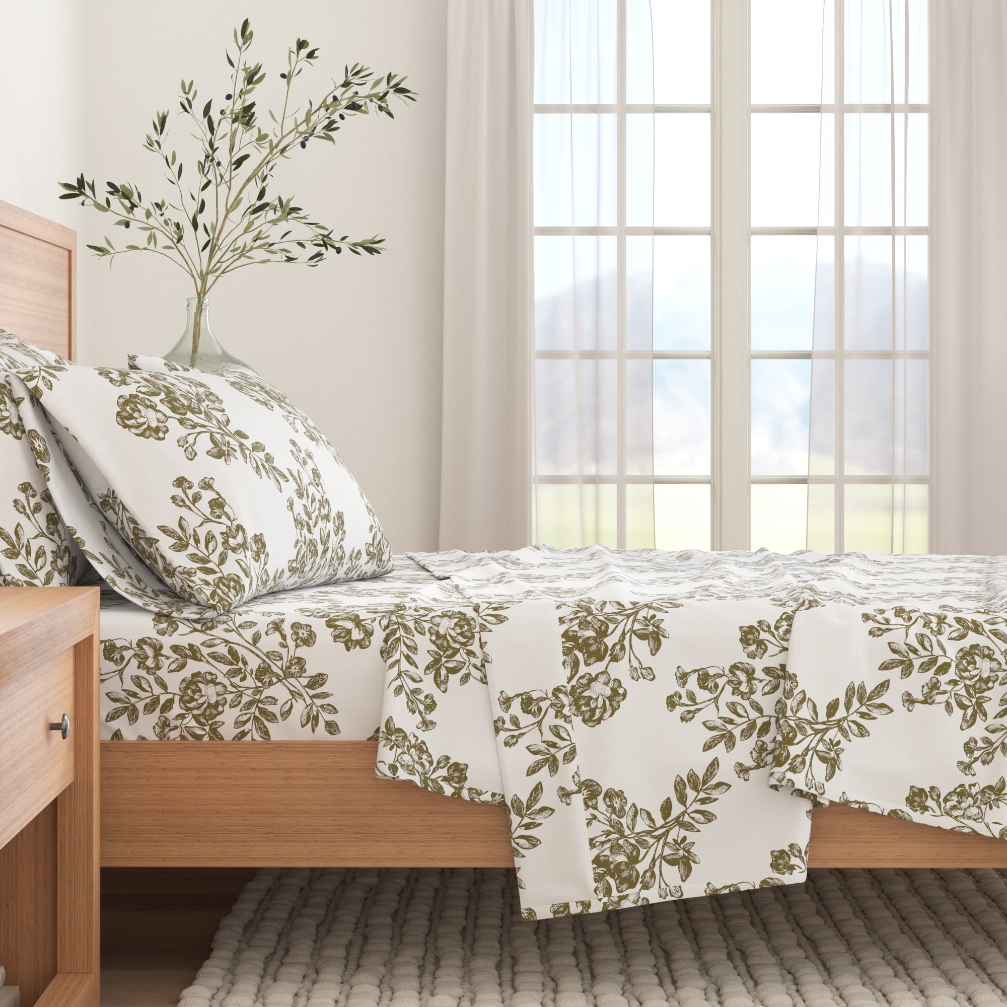 Great Bay Home Printed Flannel Sheet Set - 100% Turkish Cotton - Double ...