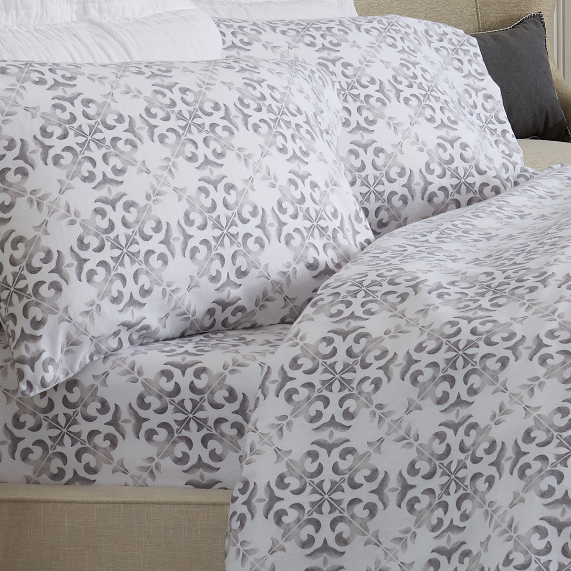 Great Bay Home Turkish Cotton Printed Flannel Sheet Set (Twin ...