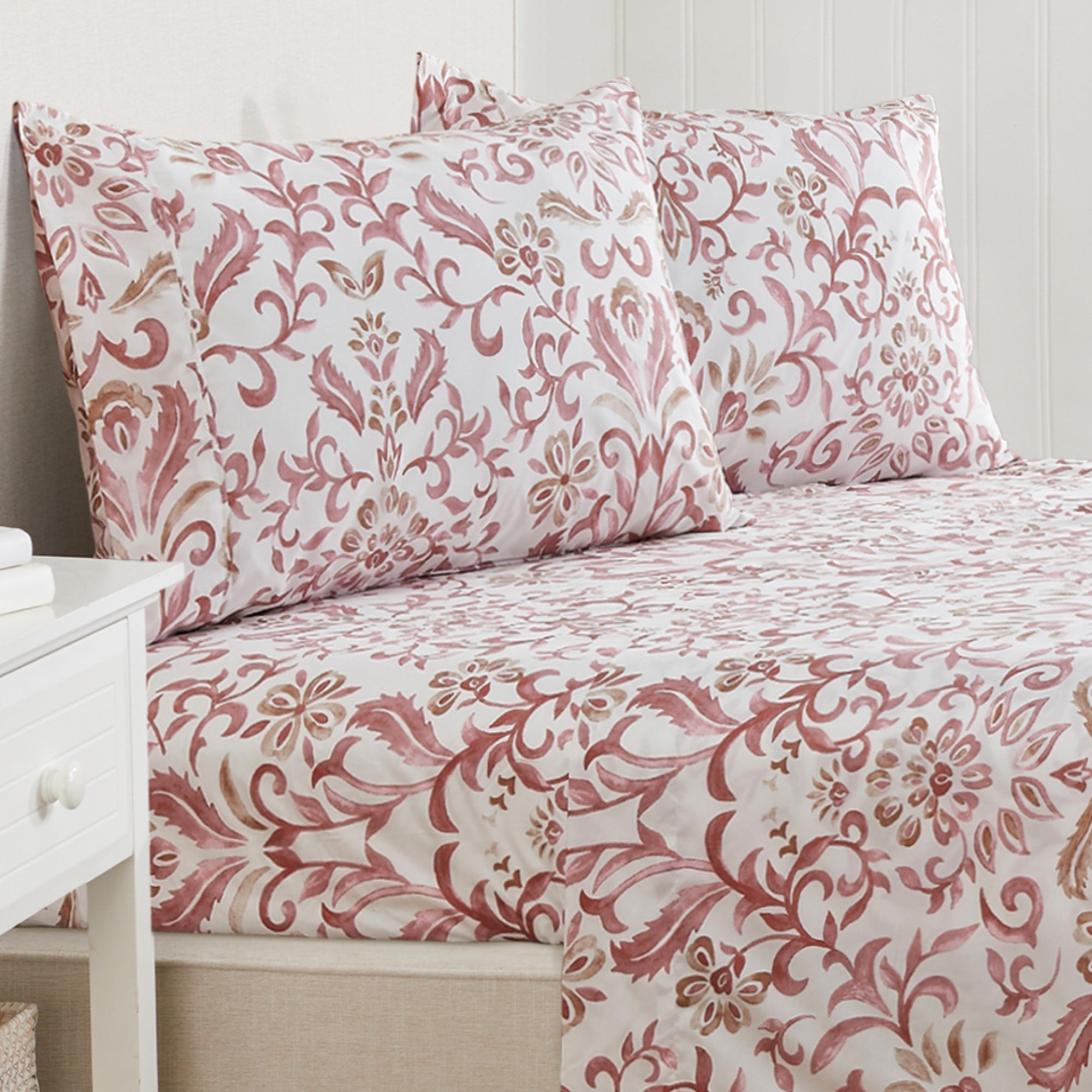 Great Bay Home Watercolor Floral Microfiber Wrinkle-Resistant Sheet Set ...
