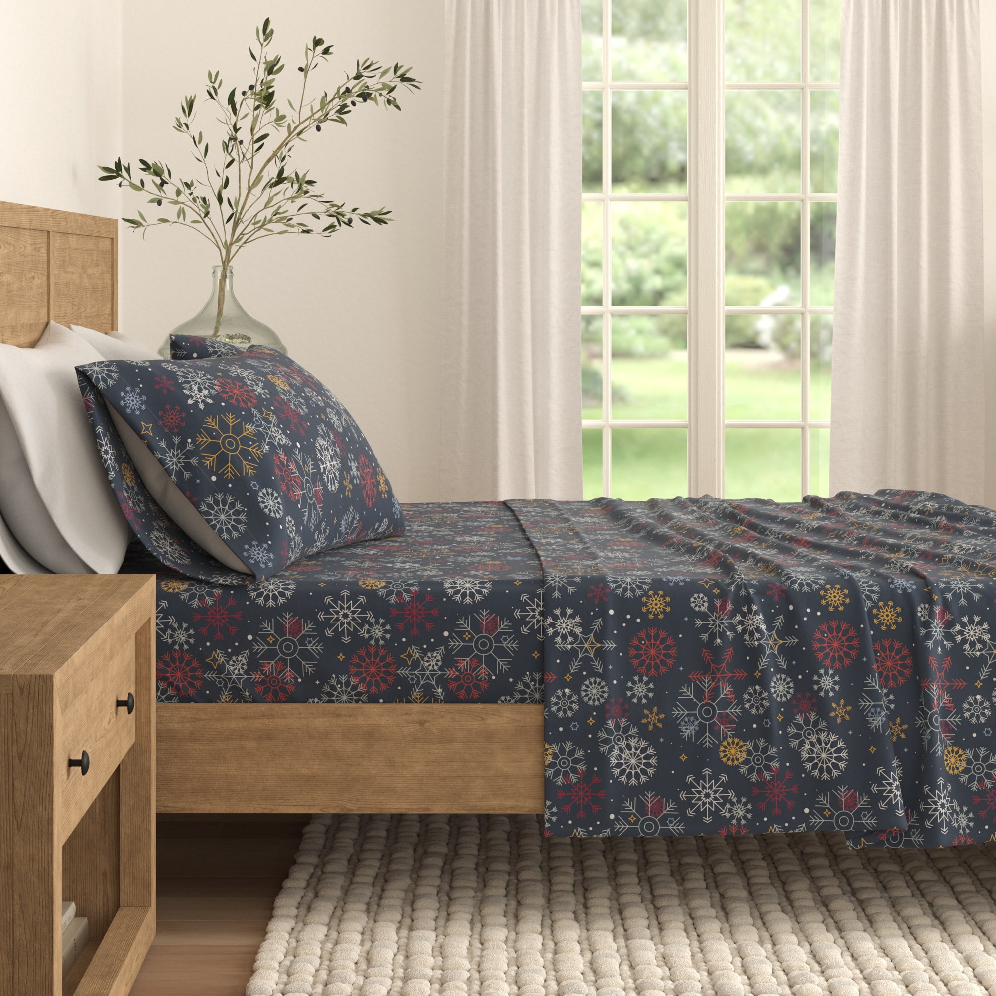 Great Bay Home Winter Flannel Sheet Set - 100% Turkish Cotton - Double ...