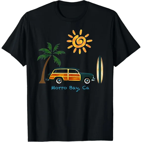 Great Beach Woodie Surf Design Retro Morro Bay Coastal Unisex T-Shirt ...
