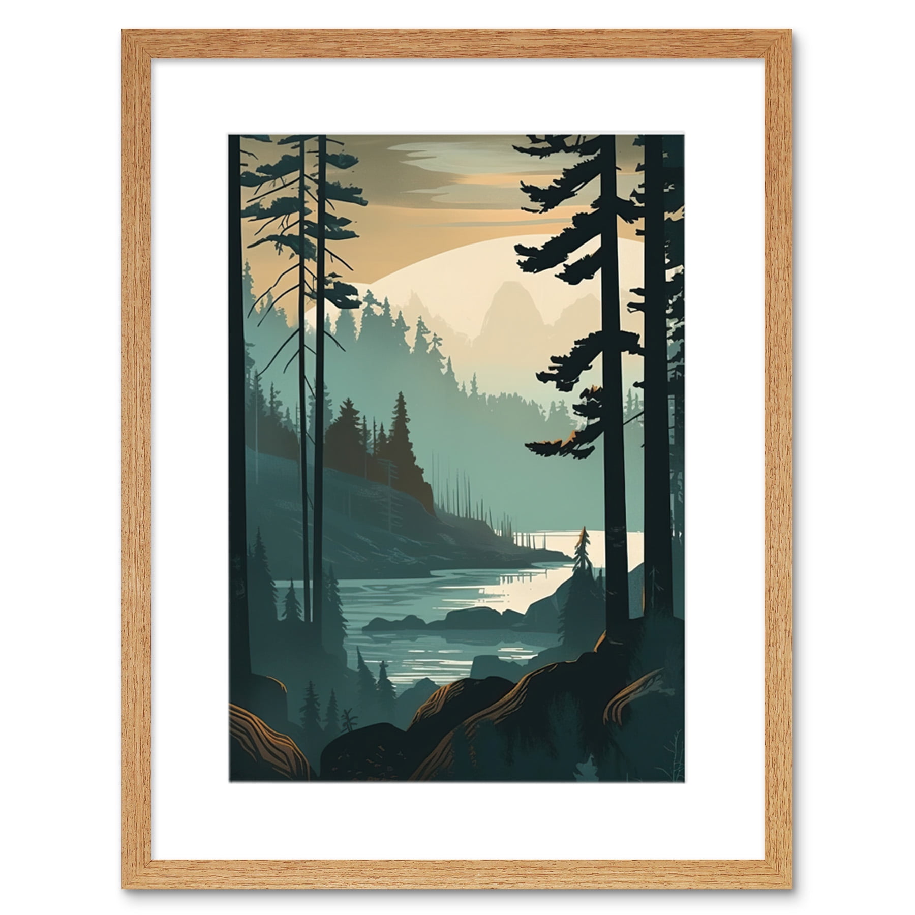 Great Bear Rainforest Misty Sunrise Landscape Artwork Framed Wall Art ...