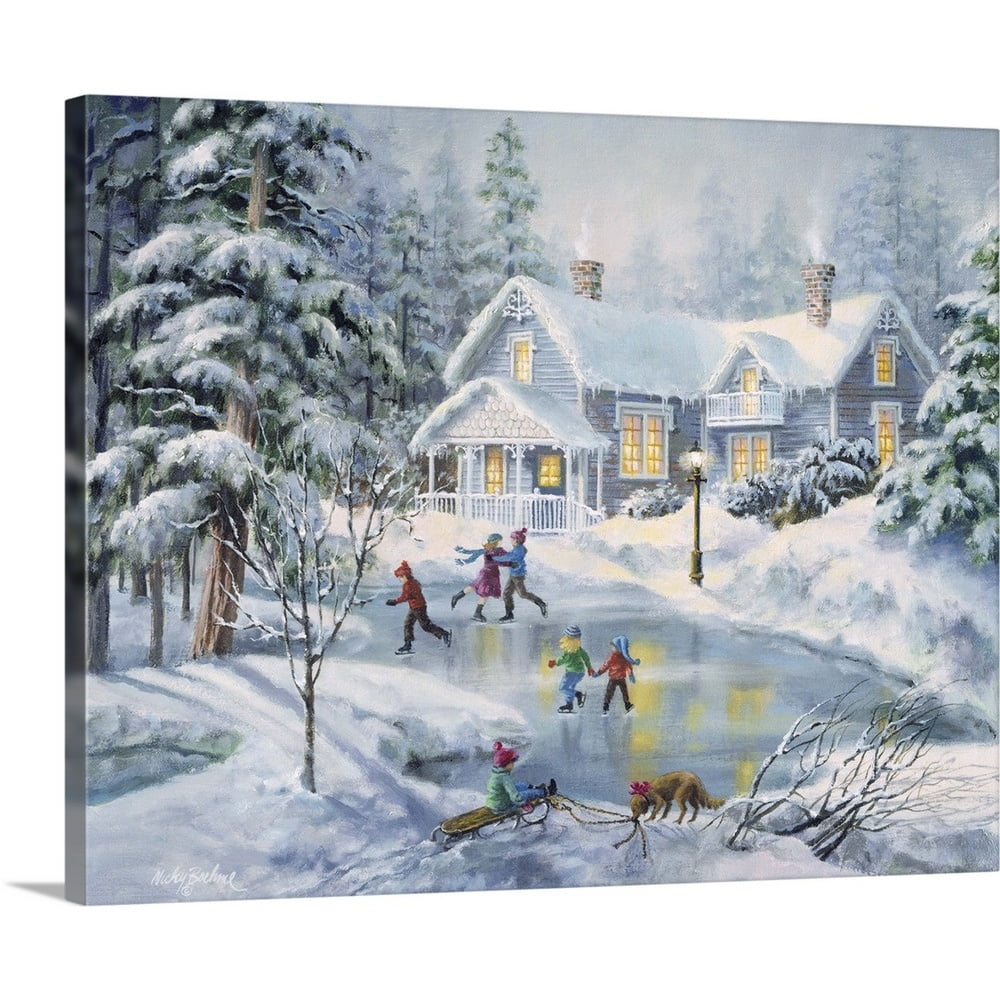 Great Big Canvas "A Fine Winter's Eve" by Nicky Boehme Black Peach ...