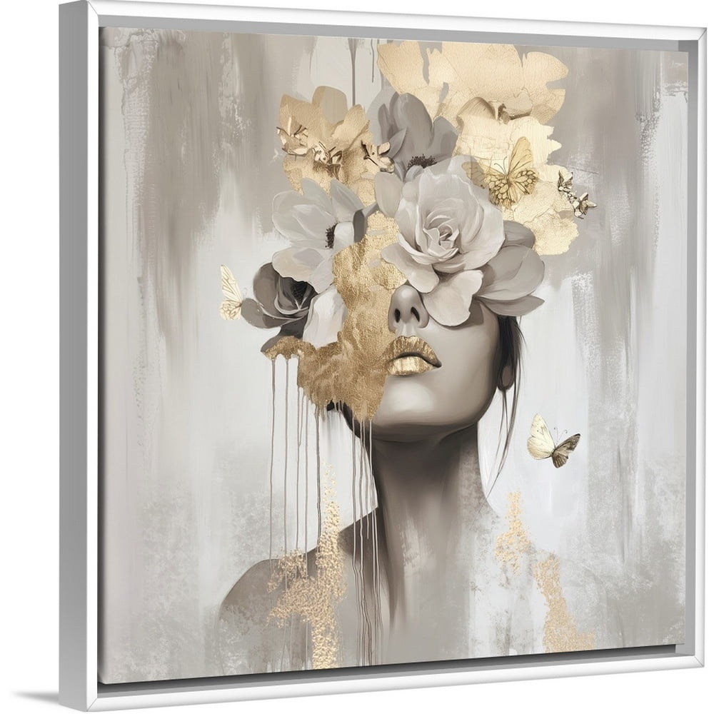 Great Big Canvas "Petaldrip" by Bella Eve Dark Forest Green Framed Flat ...