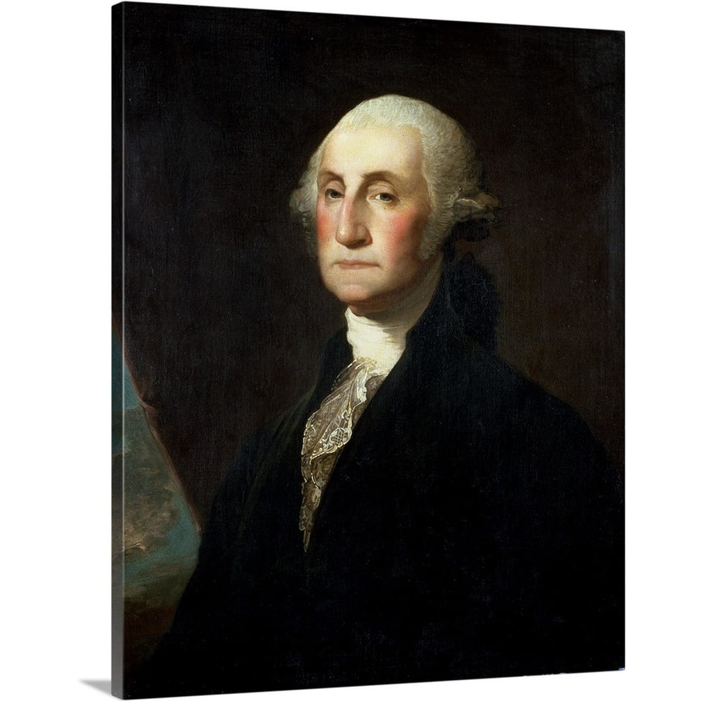 Great Big Canvas "Portrait of George Washington, before 1801" by Gilbert Stuart Silver Gray ...