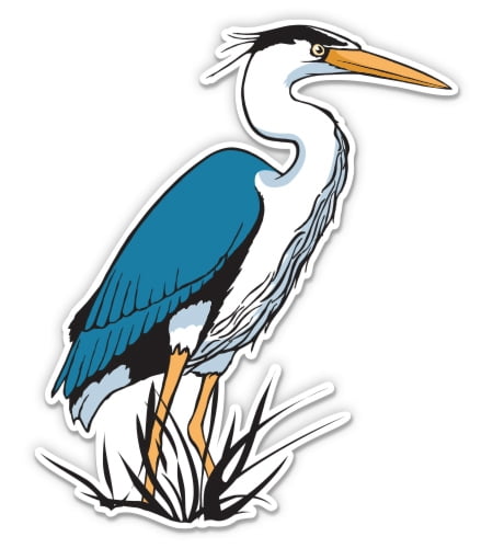 Great Blue Heron - 5" Vinyl Sticker - For Car Laptop I-Pad - Waterproof ...