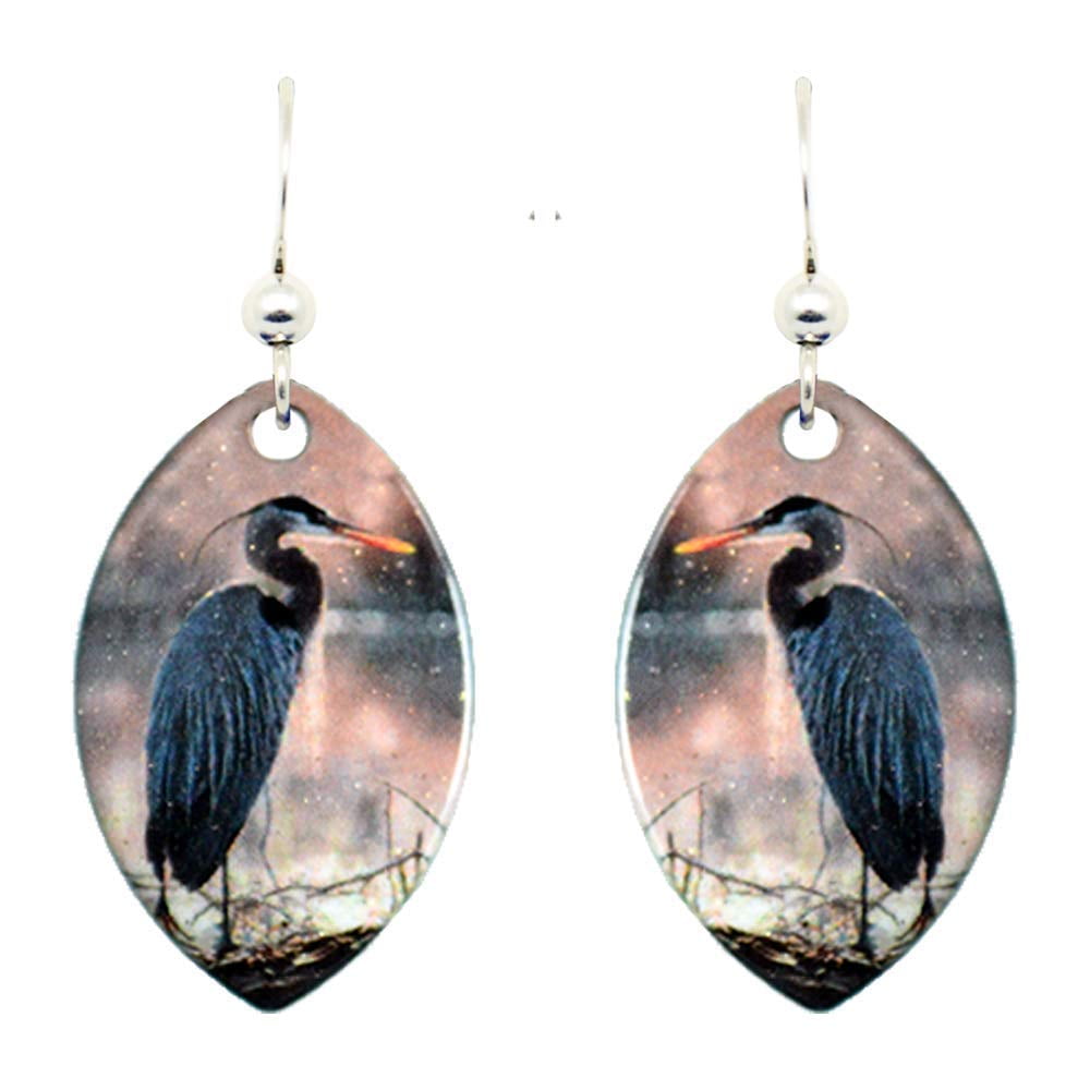 Great Blue Heron Earrings by d'ears Non-Tarnish Sterling Silver French ...