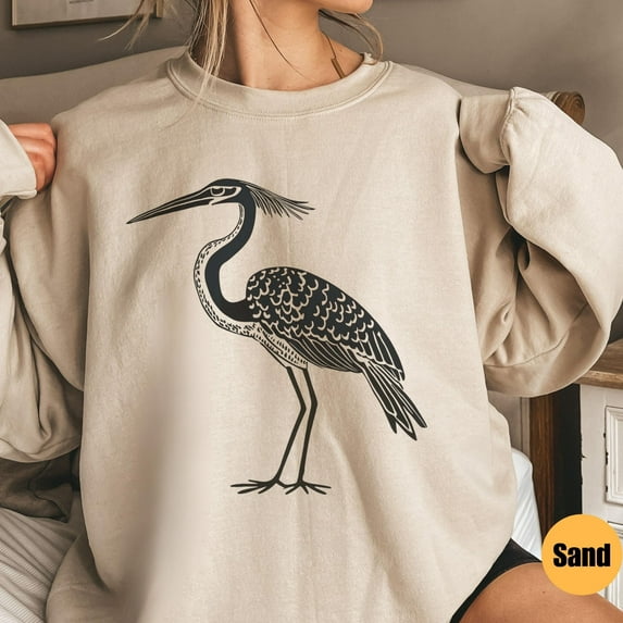 Great Blue Heron T-Shirt, Linocut Shirt, Bird Lover Shirt, Hippy Clothe ...