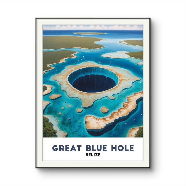 Great Blue Hole Belize Poster - A Stunning Natural Wonder ,Decor For ...
