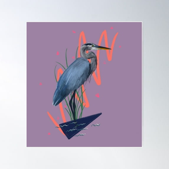 Great Blue On The Bayou Poster Wall Art, Modern Wall Decor For Living ...