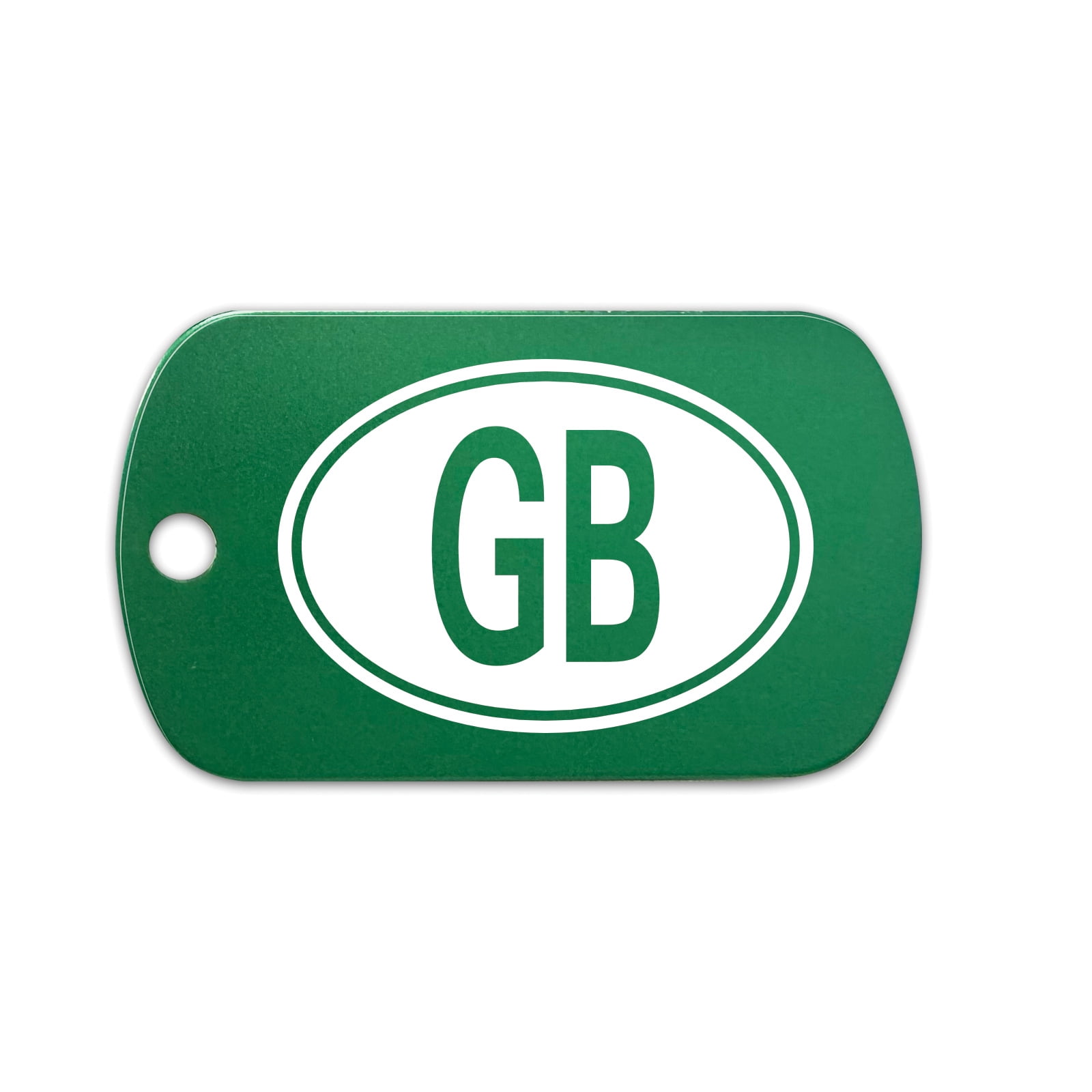 Great Britain Oval GI Dog Tag Aluminum Keychain country code gb - Green ...