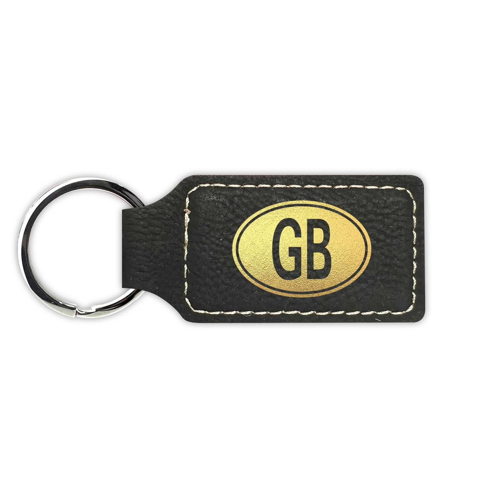 Great Britain Oval Keychain Leatherette Rectangle - Laser Engraved ...