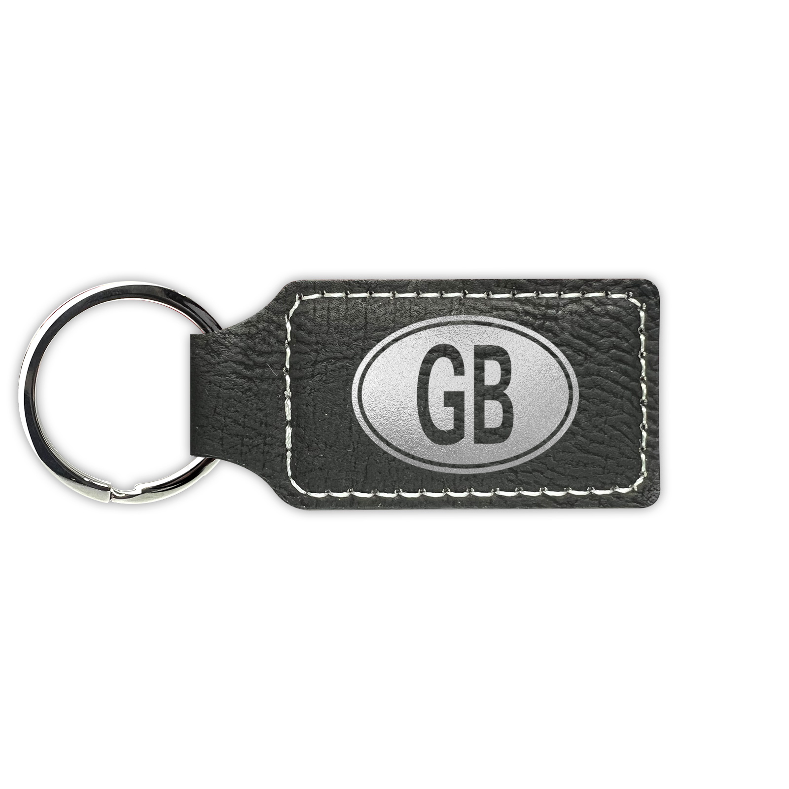Great Britain Oval Keychain Leatherette Rectangle - Laser Engraved - Many Colors - Key Chain ...