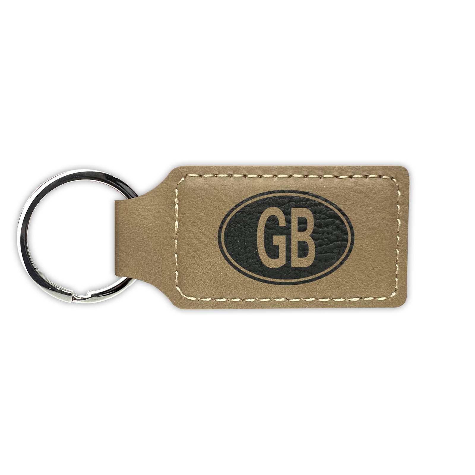 Great Britain Oval Keychain Leatherette Rectangle - Laser Engraved - Many Colors - Key Chain ...