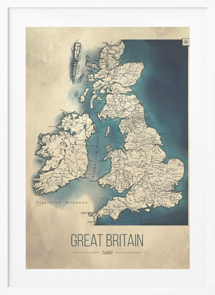 Great Britain map Framed Art Modern Wall Decor - Walmart.com