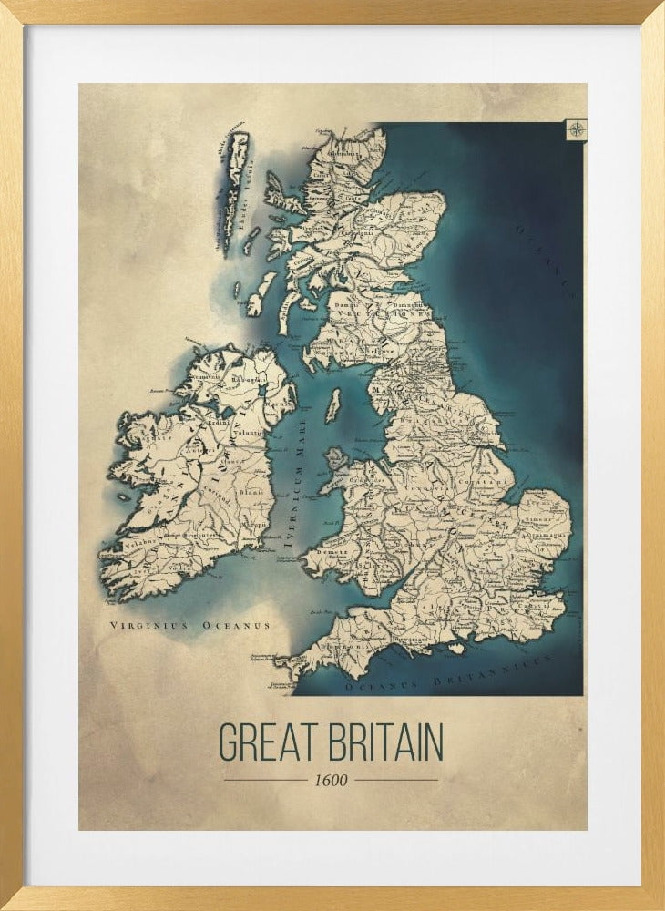 Great Britain map Framed Art Modern Wall Decor - Walmart.com