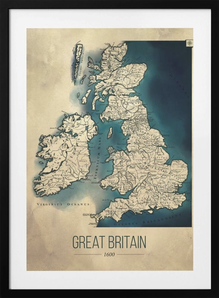 Great Britain map Framed Art Modern Wall Decor - Walmart.com