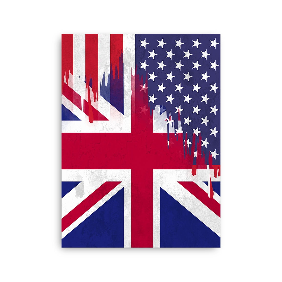 Great British American Flag Wall Art Friendship USA Great Britain Roots ...