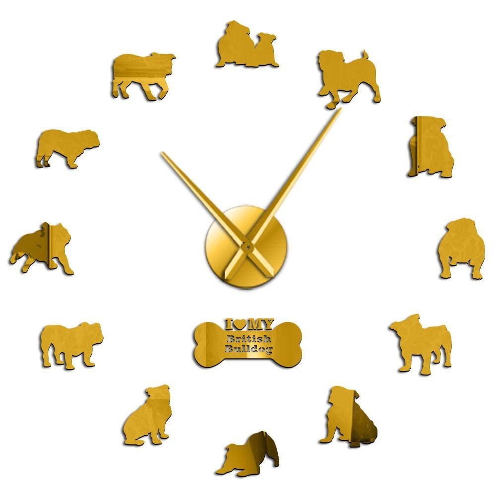 Great British Bulldog Oversized DIY Wall Clock Nursery Wall Art English ...