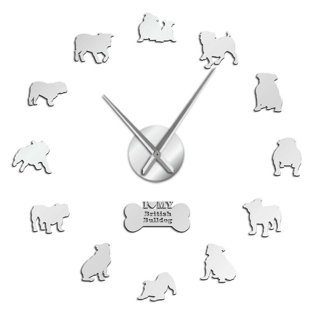 Great British Bulldog Oversized DIY Wall Clock Nursery Wall Art English ...