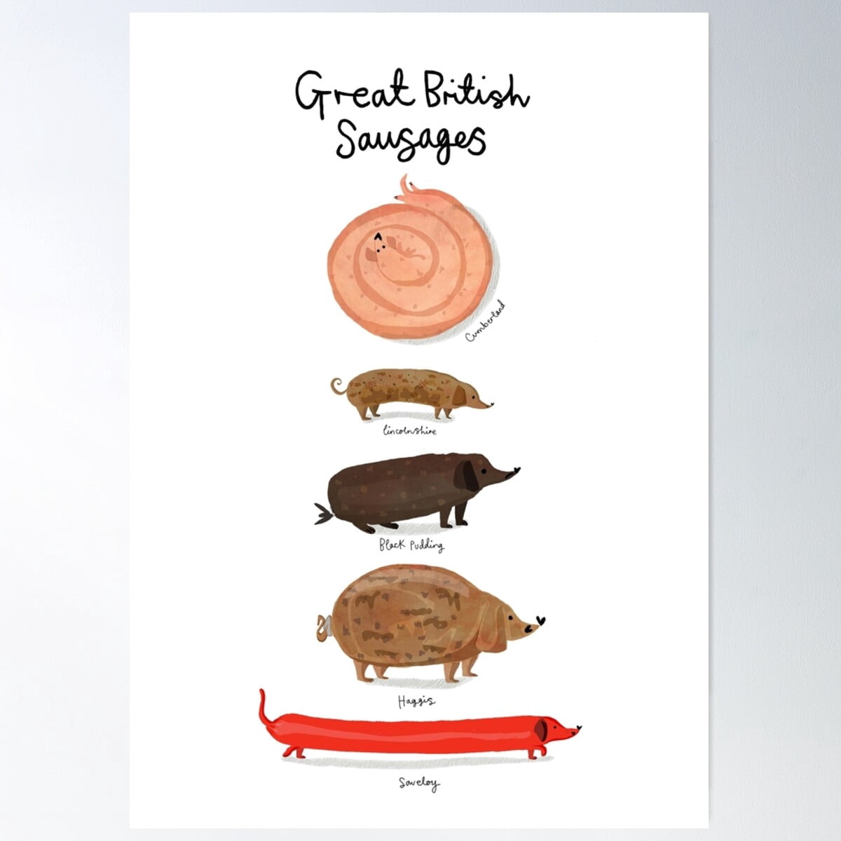 Great British Sausages Poster, 8x12 UNFRAMED - Walmart.com