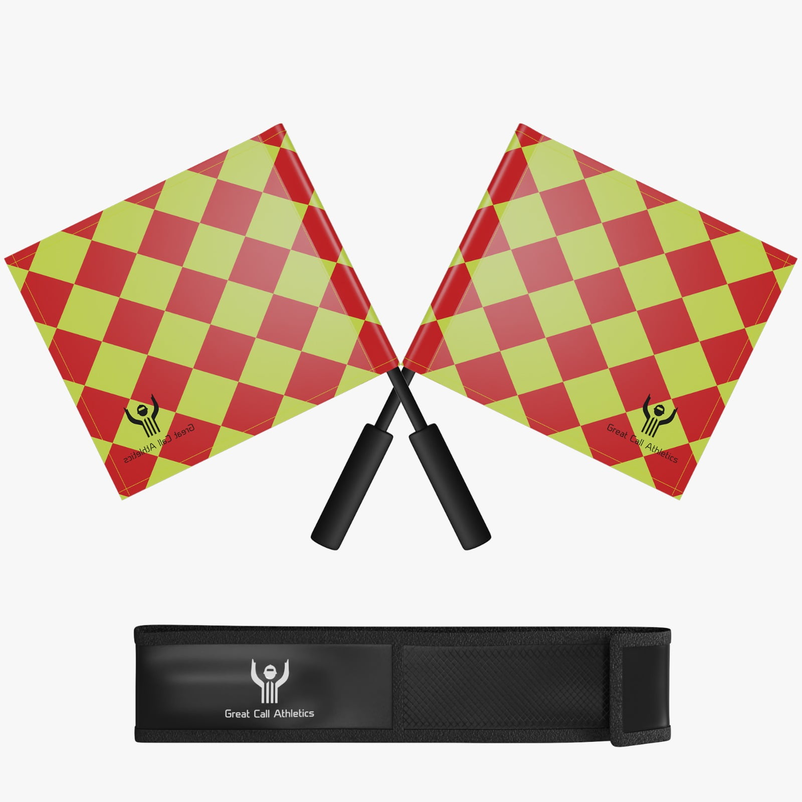 Great Call Soccer Referee Flag Pro Set Head Linesman Red Yellow Flags ...