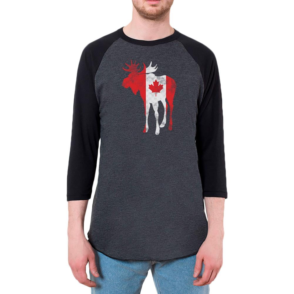 Great Canadian Moose Halftone Mens Raglan T Shirt Heather Black-Black X ...
