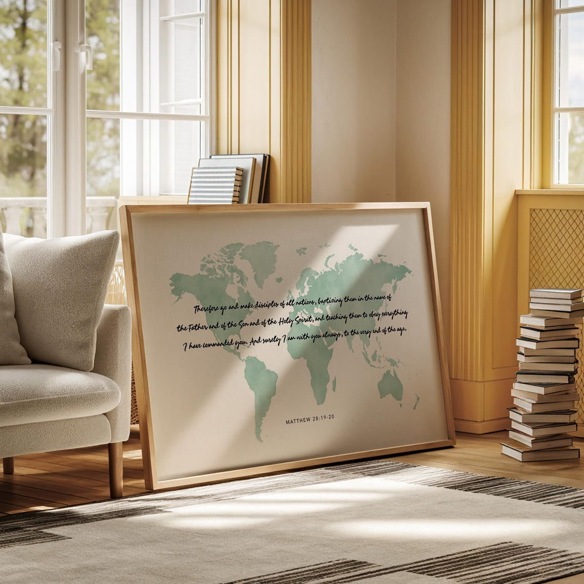 Great Commission Wall Art Matthew 28:19-20 Scripture Map Print ...