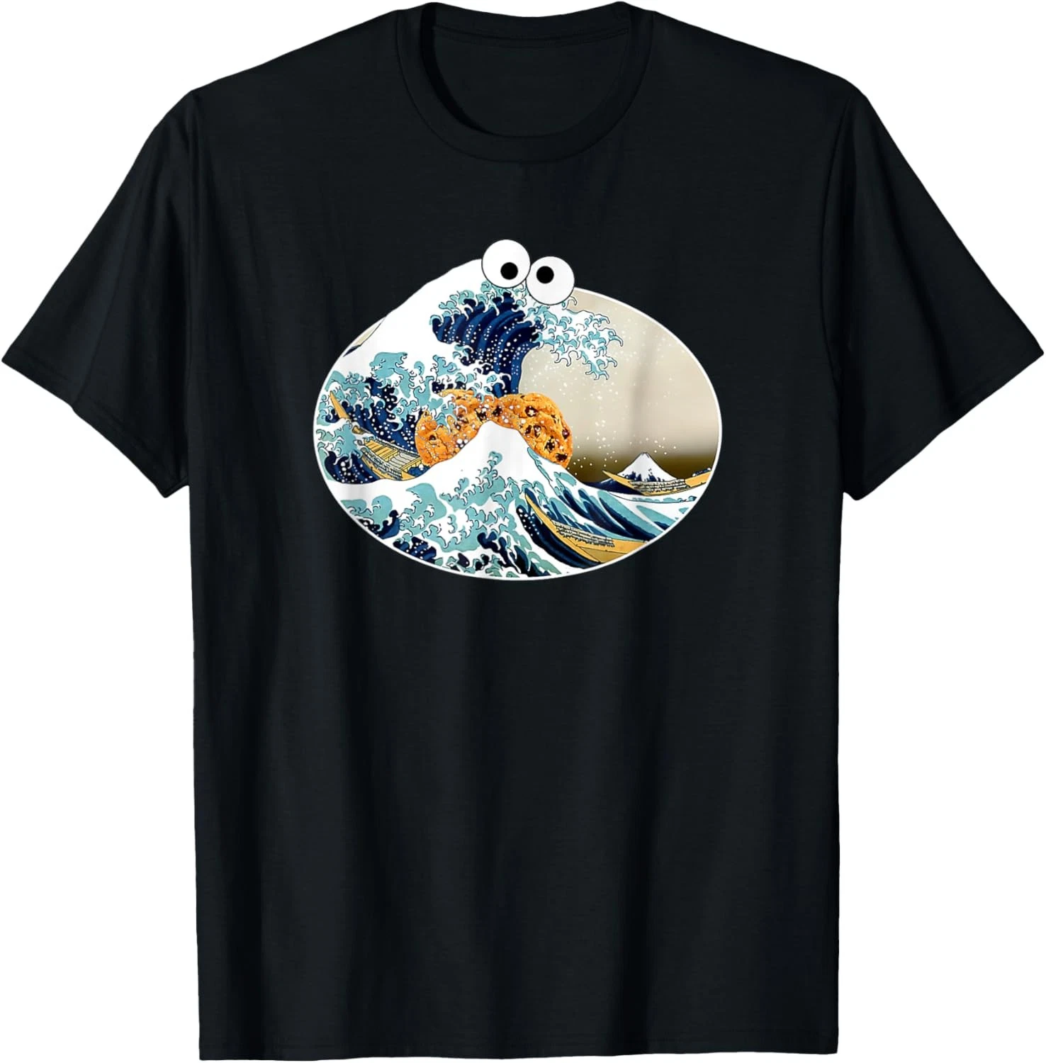 Great Cookie Eating Wave Kanagawa Parody Googly Eyes Art Unisex T-Shirt ...