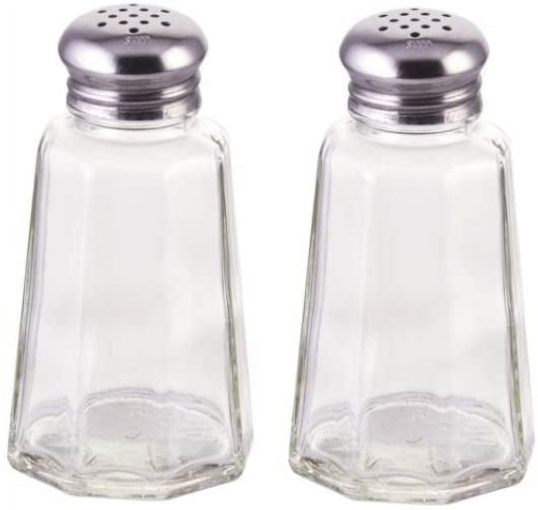 Great Credentials Salt and Pepper Glass Shakers with Stainless Tops Set ...