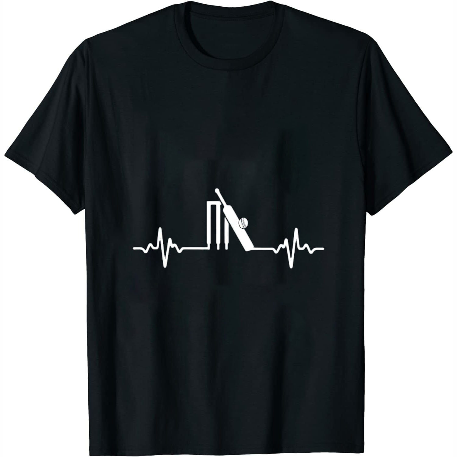 Great Cricket Heartbeat Design Gift Cricketer Womens T-Shirt Black XL ...