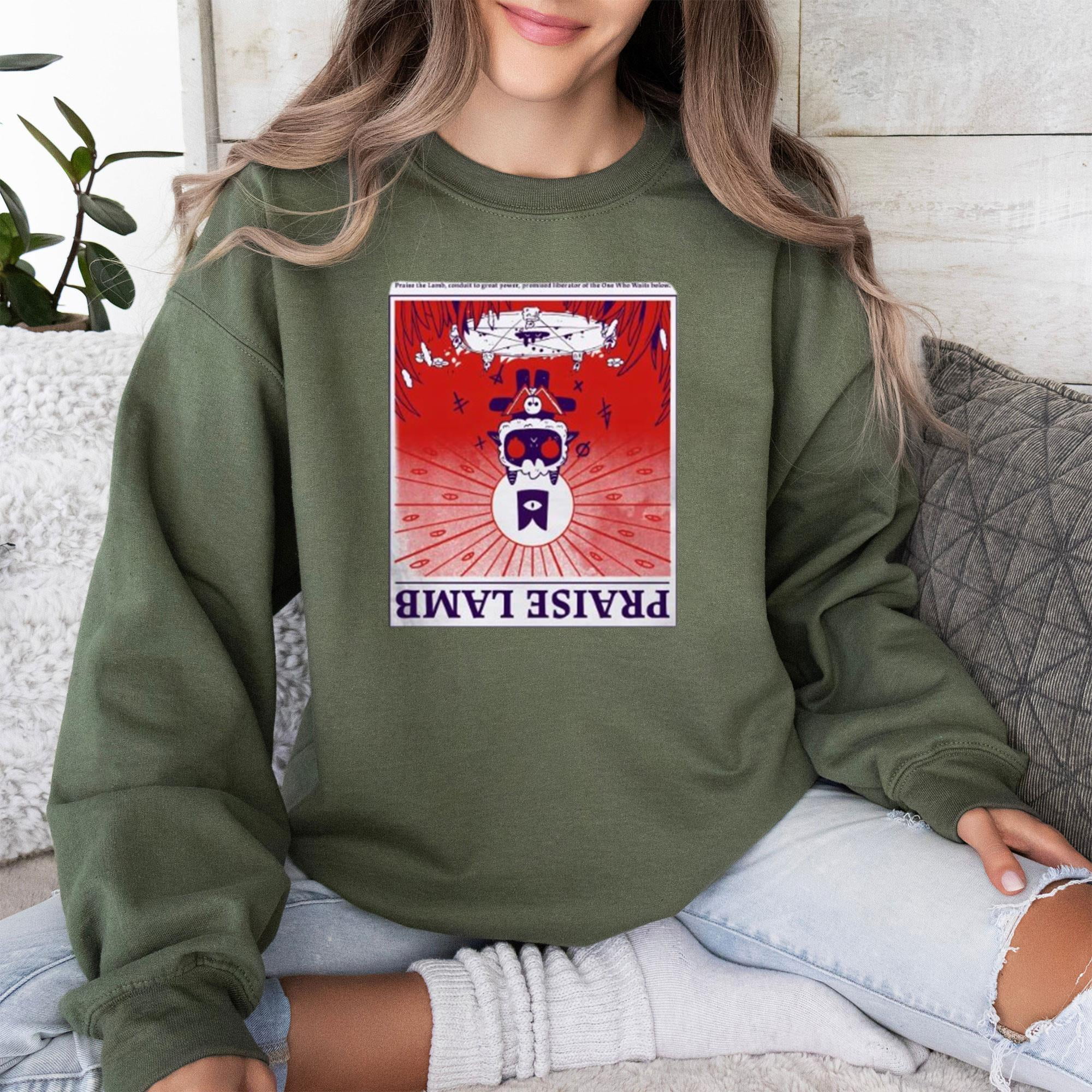 Great Cult Of The Lamb Praise Lamb Sweat Shirt - Walmart.com