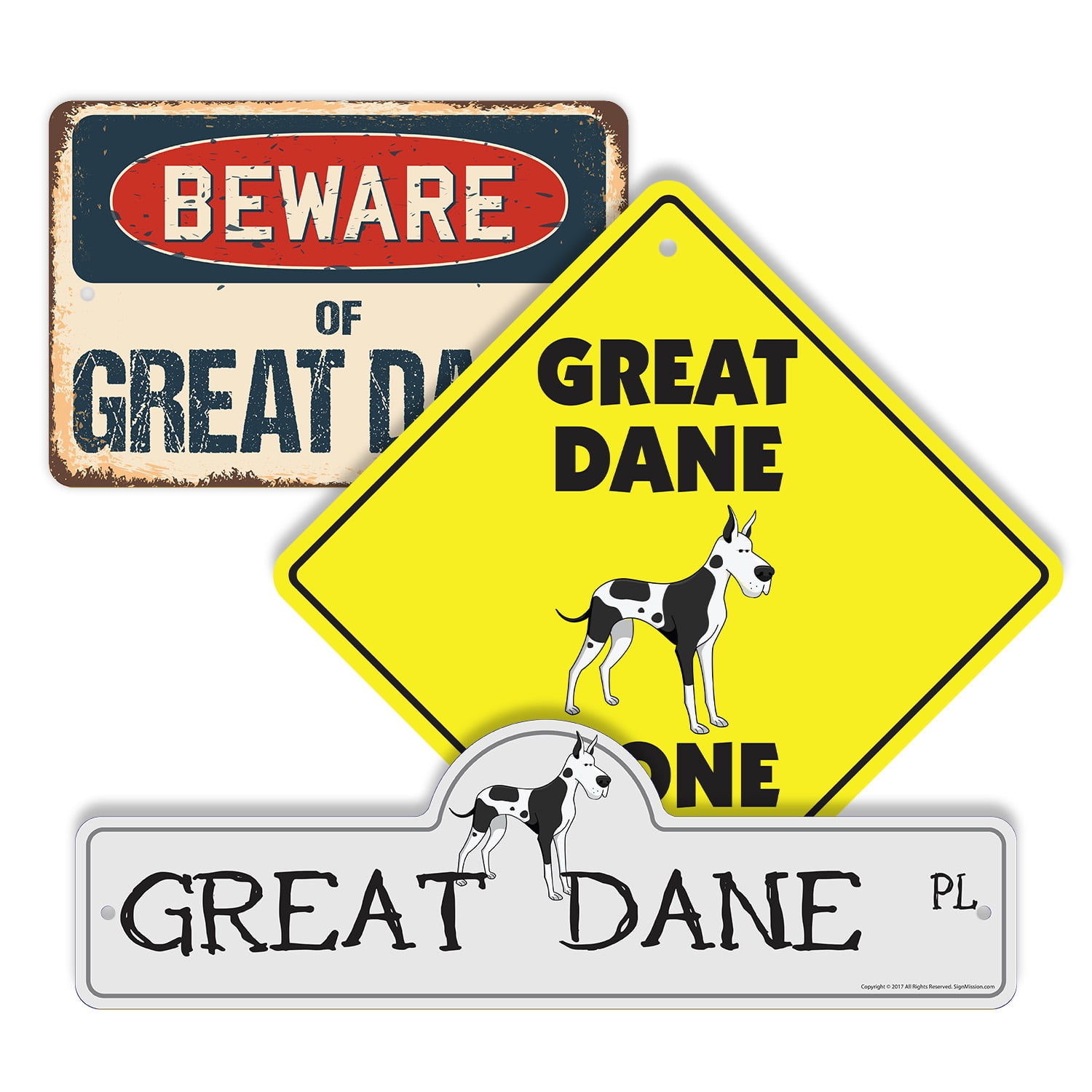 Great Dane (3 Pack) Plastic Street Sign Crossing Sign Warning Sign ...
