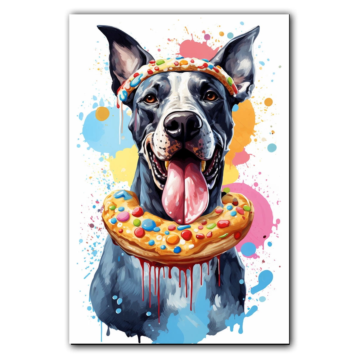 Great Dane Art Canvas Fun Popcorn, Donuts and Lollipops Dogs ...