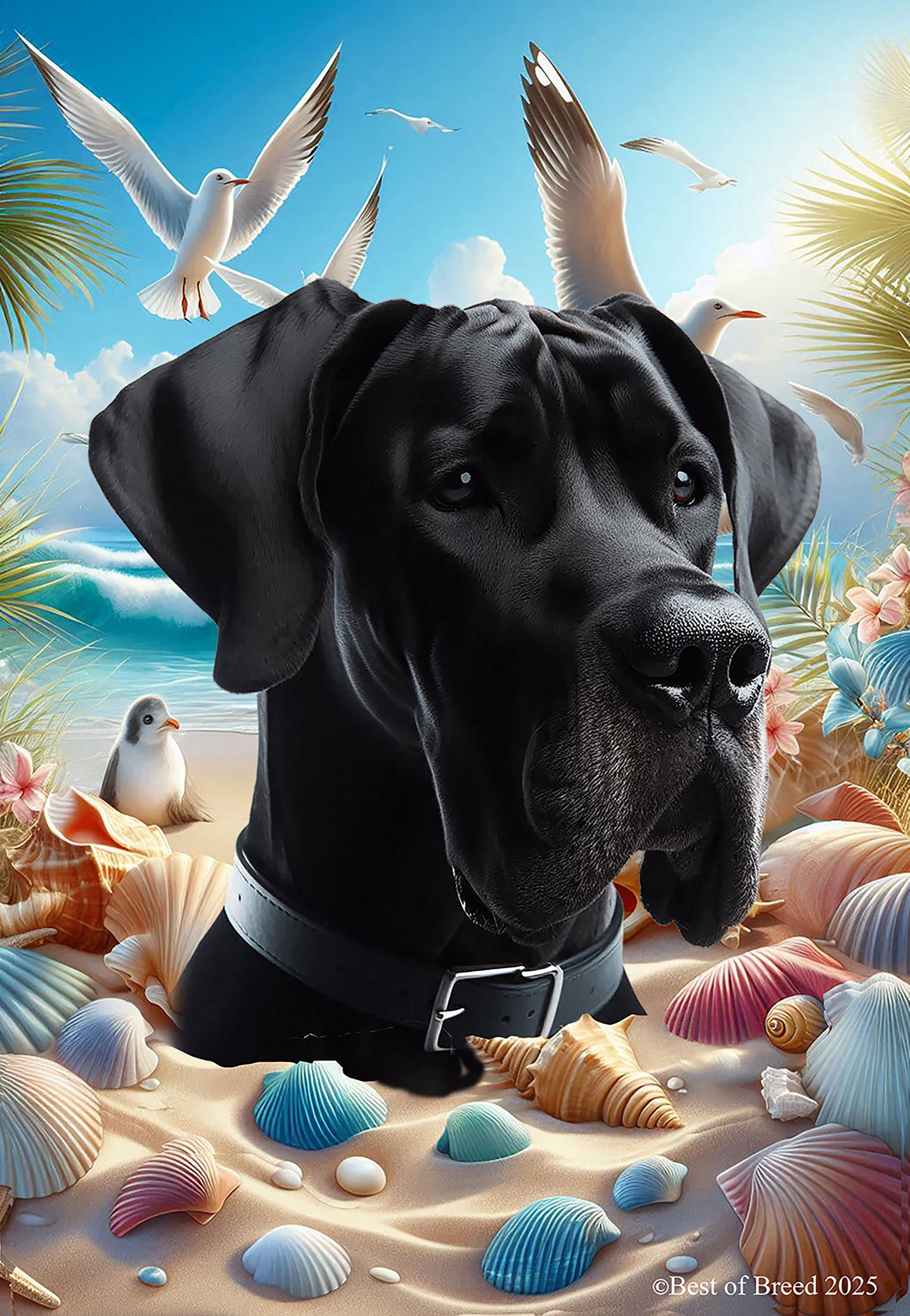 Great Dane Black Uncropped - Best of Breed Summer Beach Outdoor House ...