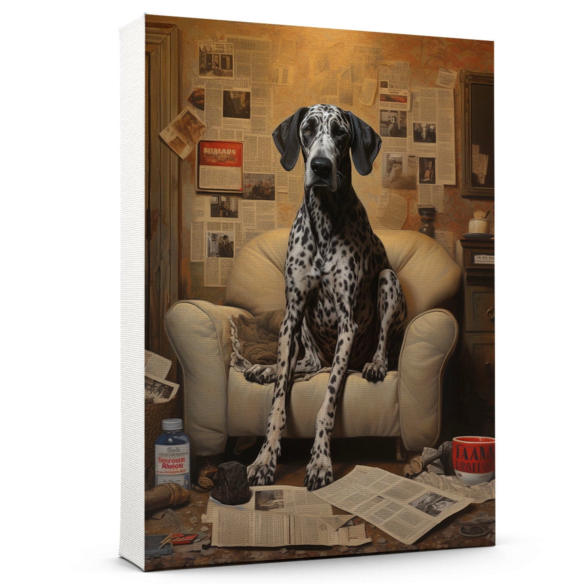 Great Dane Canvas Wall Art for Bathroom, Funny Dog Canvas Bedroom Wall ...