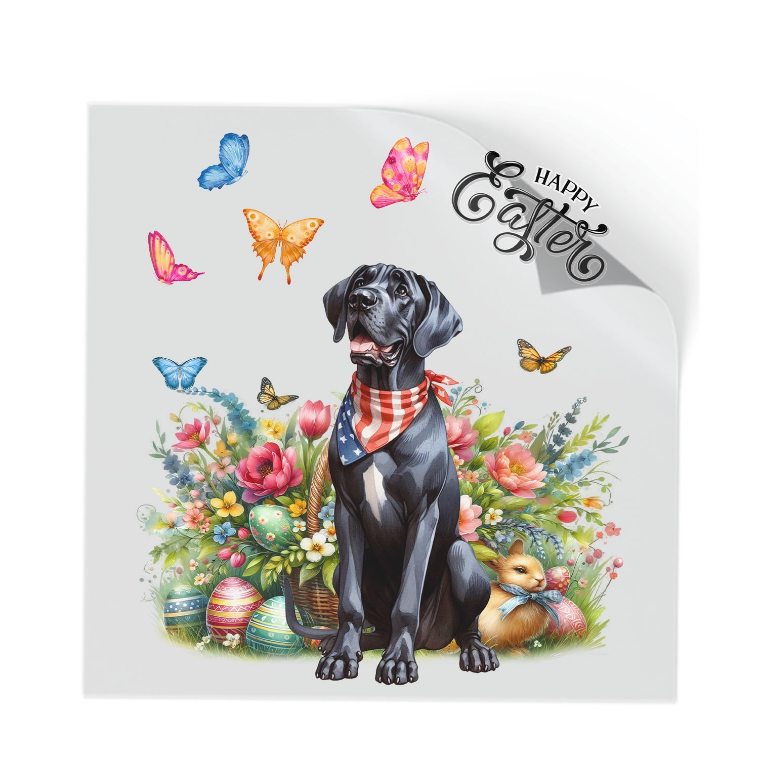 Great Dane Celebrates Spring and Enjoys a Happy Easter Cutout Transfer ...