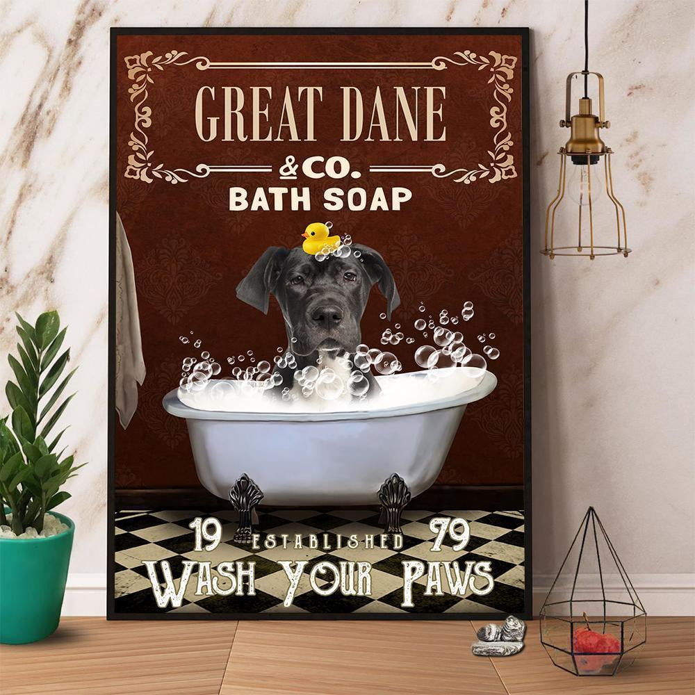 Great Dane & Co. Bath Soap Wash Your Paws Dog Satin Poster Wall Art ...