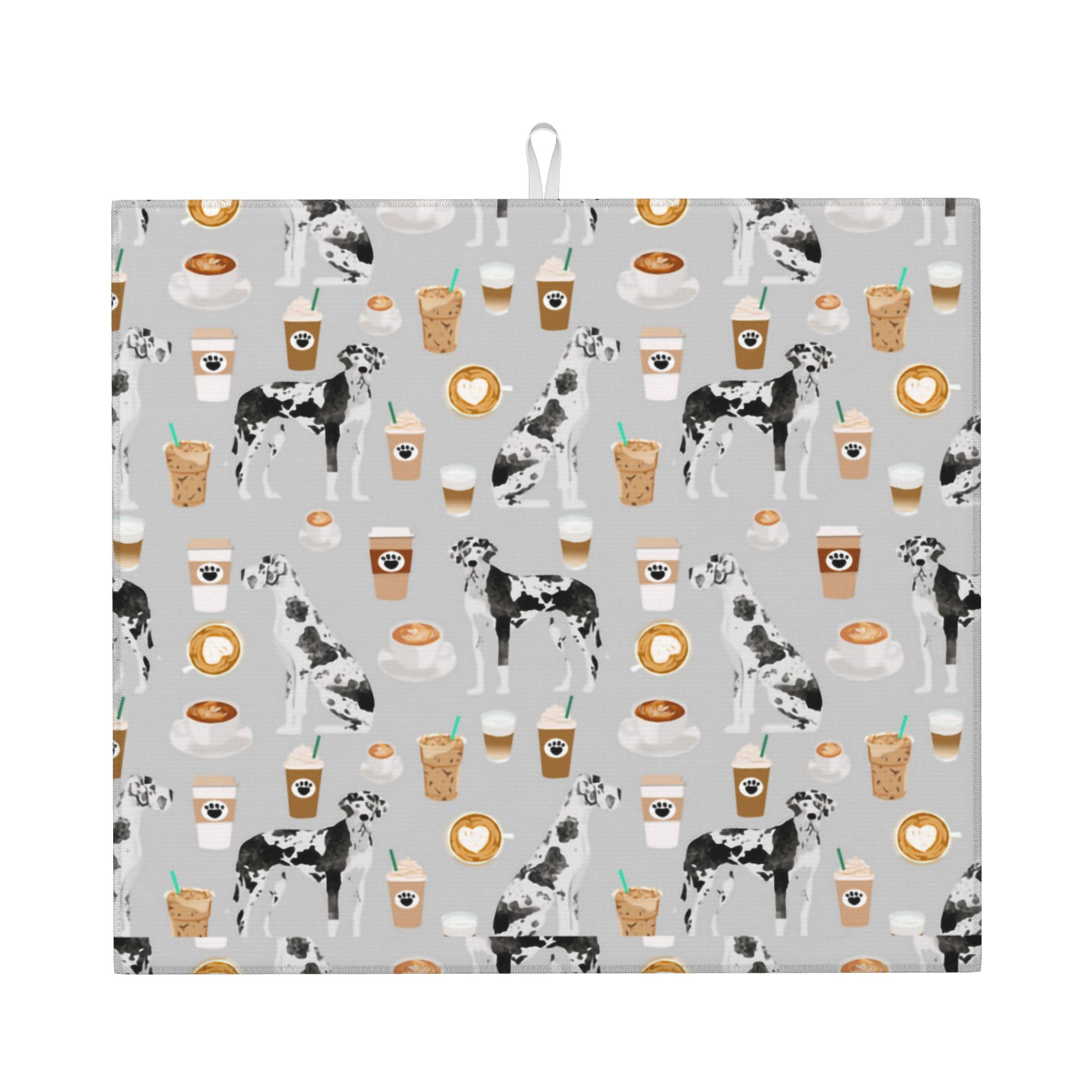 Great Dane Coffee Dog Microfiber Kitchen Counter Mat,Dish Drying Pad for Dishes,Utensils,Pots ...