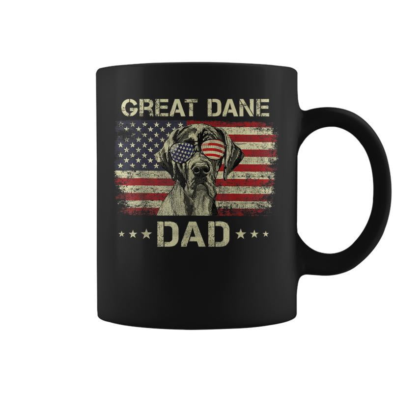 Great Dane Dad Dog Lovers American Flag 4Th Of July Coffee Mugs ...