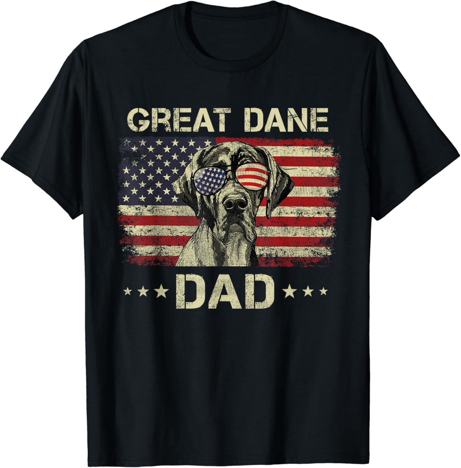 Great Dane Dad Dog Lovers American Flag 4th Of July T-Shirt - Walmart.com