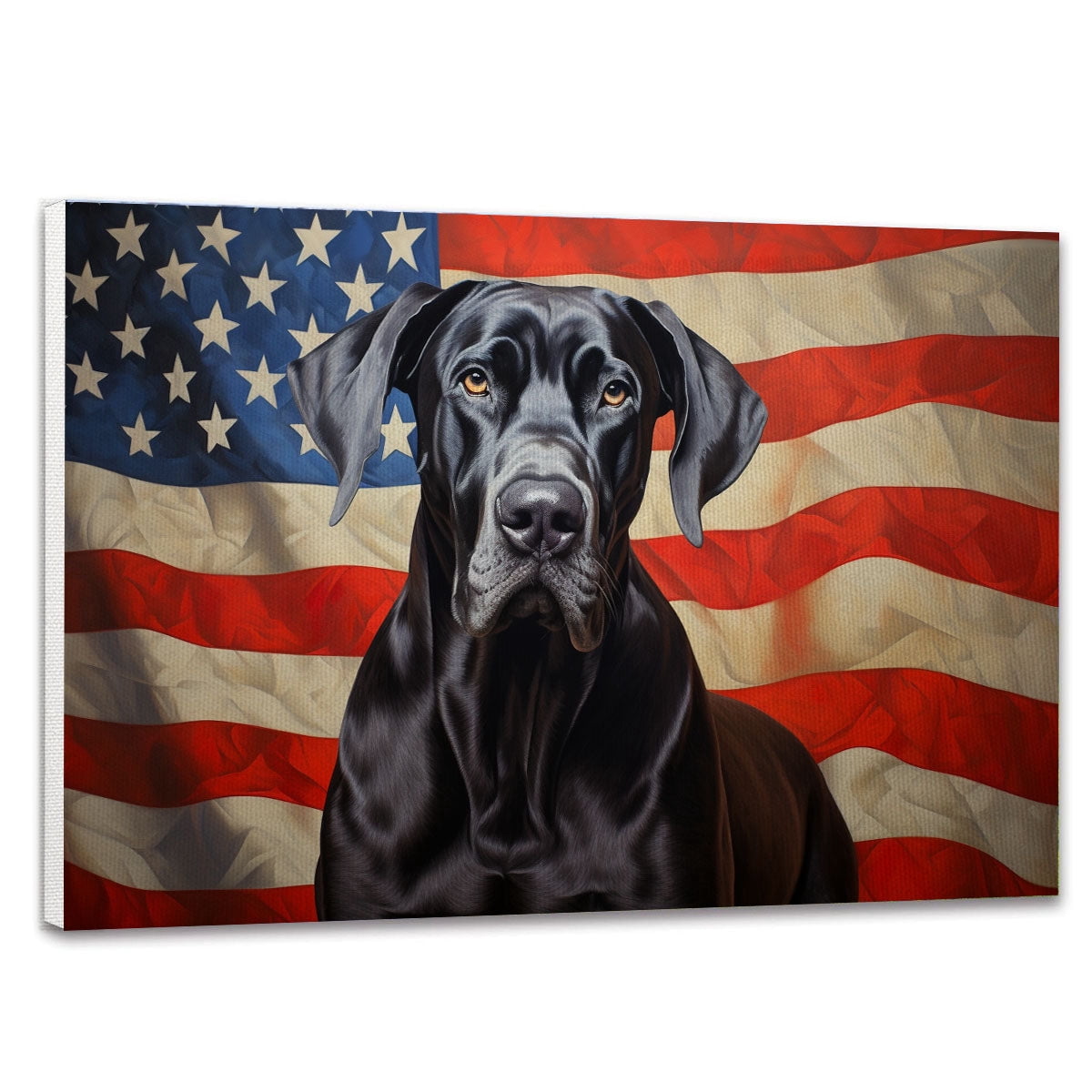 Great Dane Dog American Flag Canvas Poster Wall Art Dog Pictures for ...