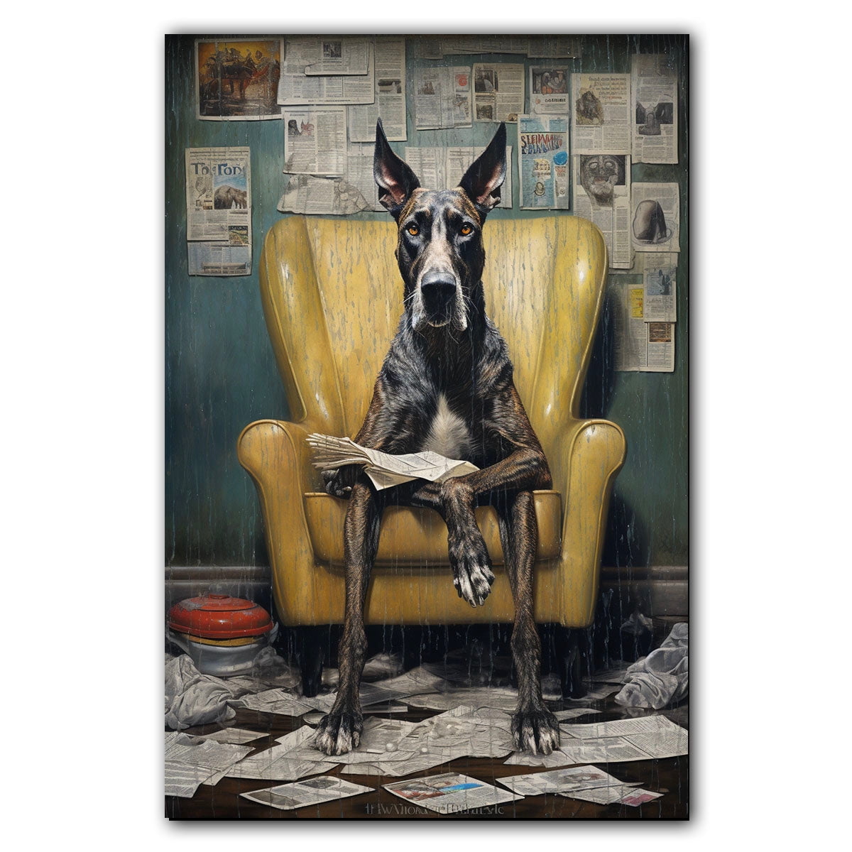 Great Dane Dog Bathroom Decor - Funny Bathroom Decor Wall Art, Dog ...
