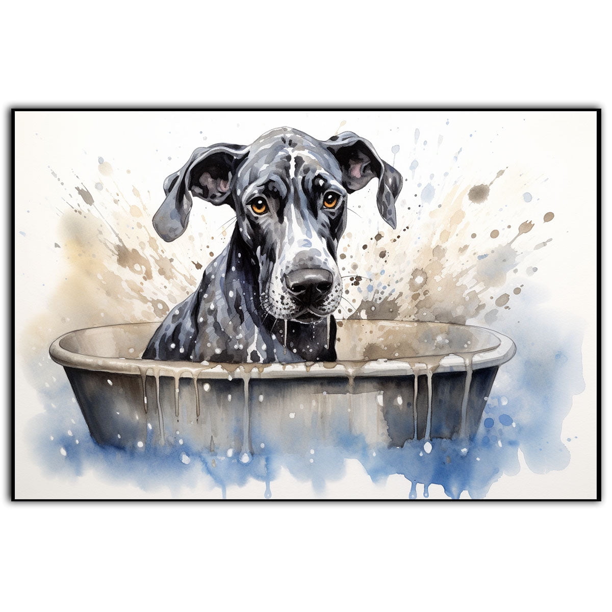 Great Dane Dog Canvas Bathroom Décor - Unique Bath Wall Decor - Modern ...